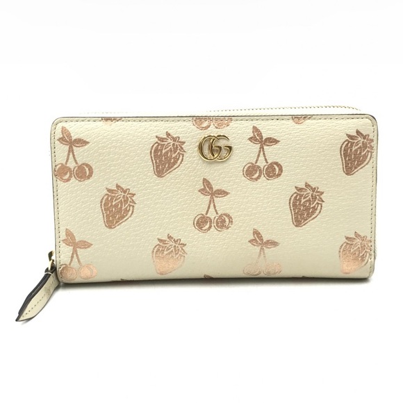 Gucci | Bags | Auth Gucci Gg Berry Marmont Leather Zip Wallet Gold ...